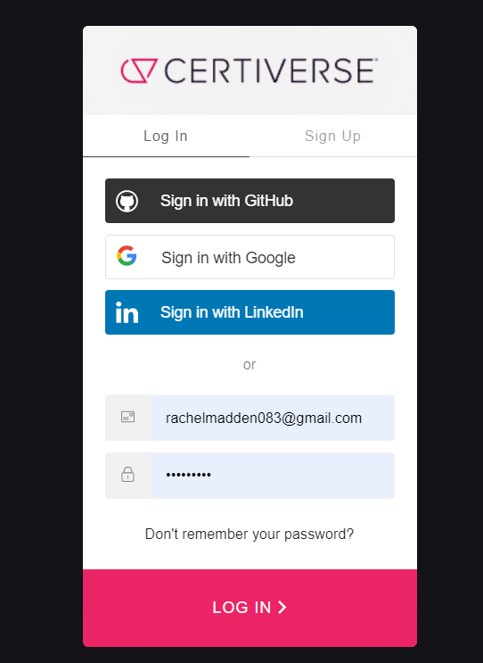 Signing Up with Certiverse